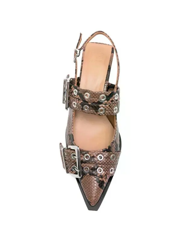 GANNI Snake-effect Mules