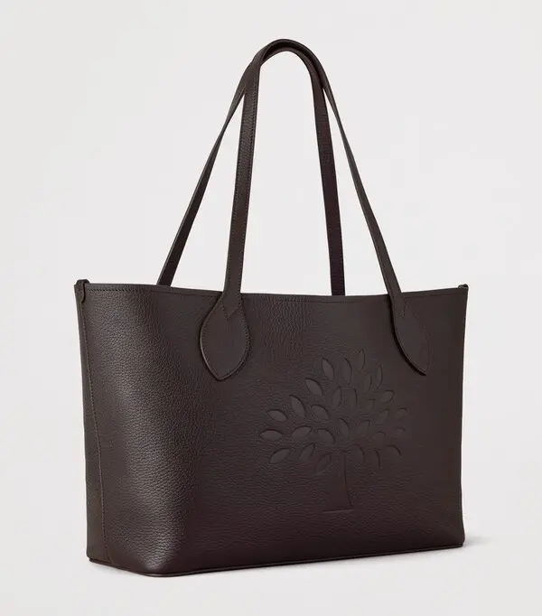 Mulberry Leather Tree Tote Bag - Black
