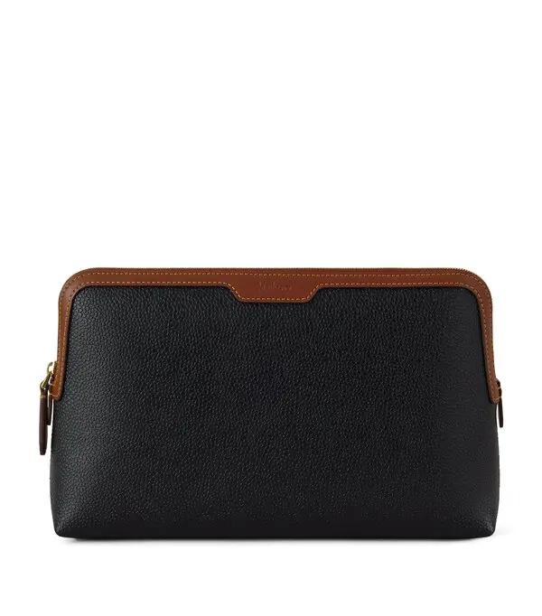 Mulberry Medium Scotchgrain Cosmetic Pouch - Black