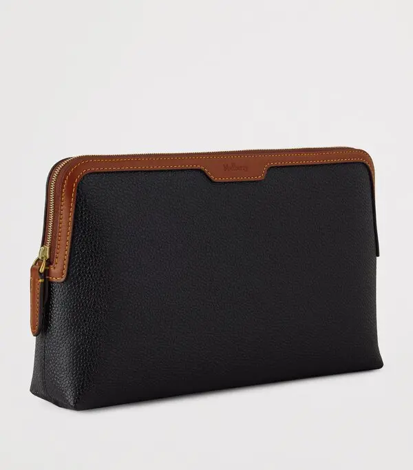 Mulberry Medium Scotchgrain Cosmetic Pouch - Black