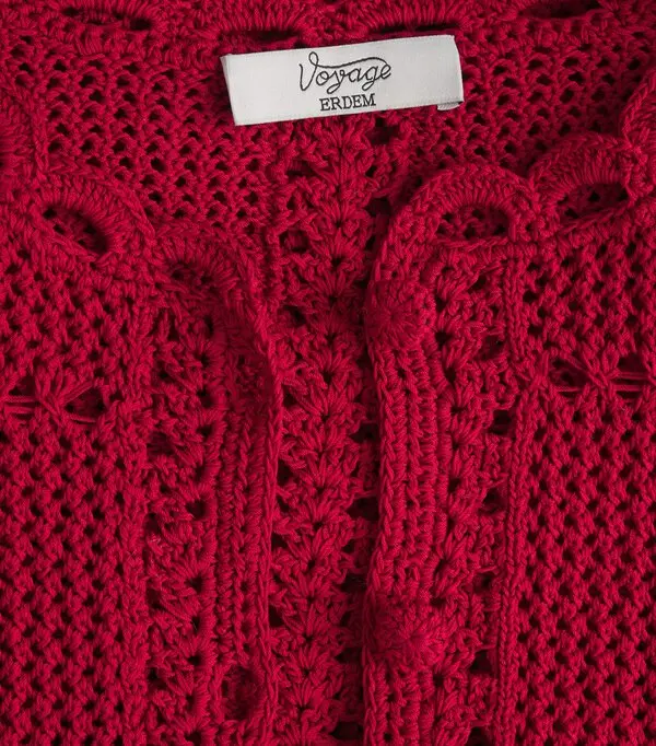Erdem Crochet Peplum Cardigan - Red