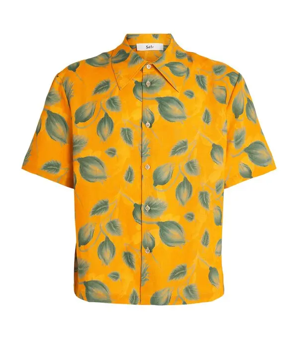Séfr Linen Leaf Print Dayot Shirt