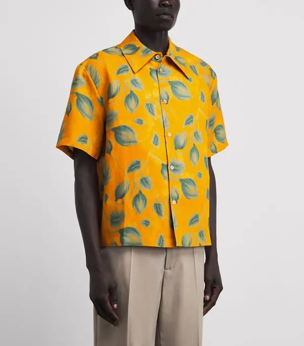 Séfr Linen Leaf Print Dayot Shirt