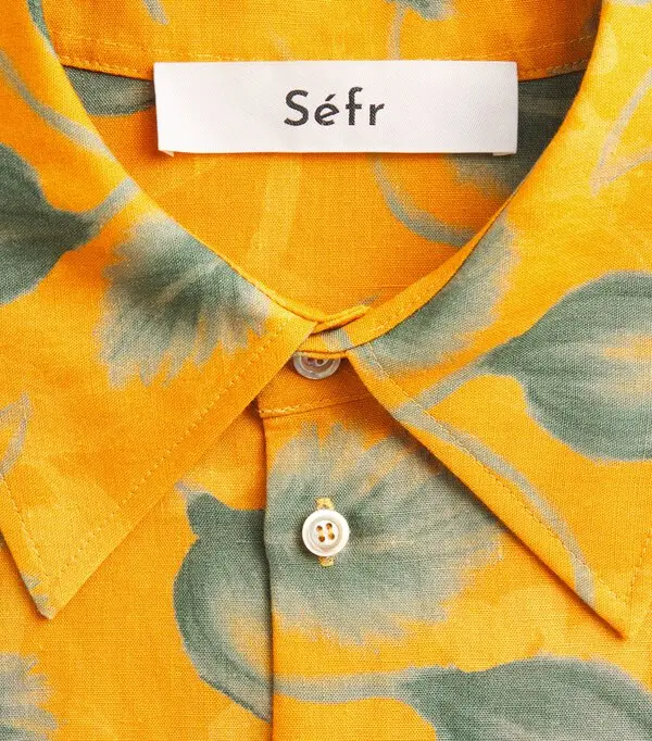 Séfr Linen Leaf Print Dayot Shirt