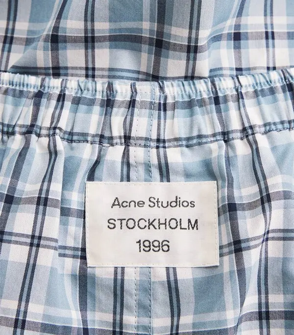 Acne Studios Cotton Check Bloomer Shorts - Blue