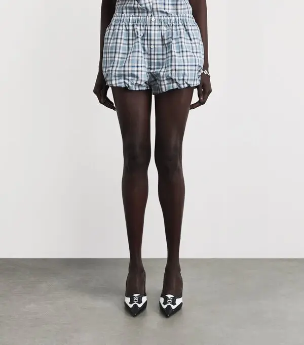 Acne Studios Cotton Check Bloomer Shorts - Blue