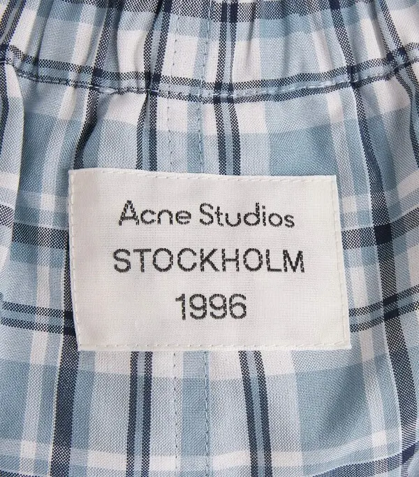Acne Studios Cotton Check Bloomer Shorts - Blue