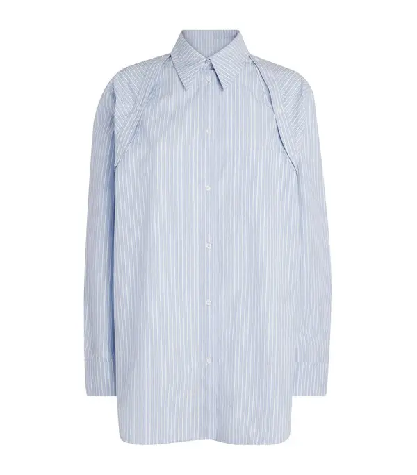 Nanushka Nananda Pinstripe Cotton Shirt - Blue