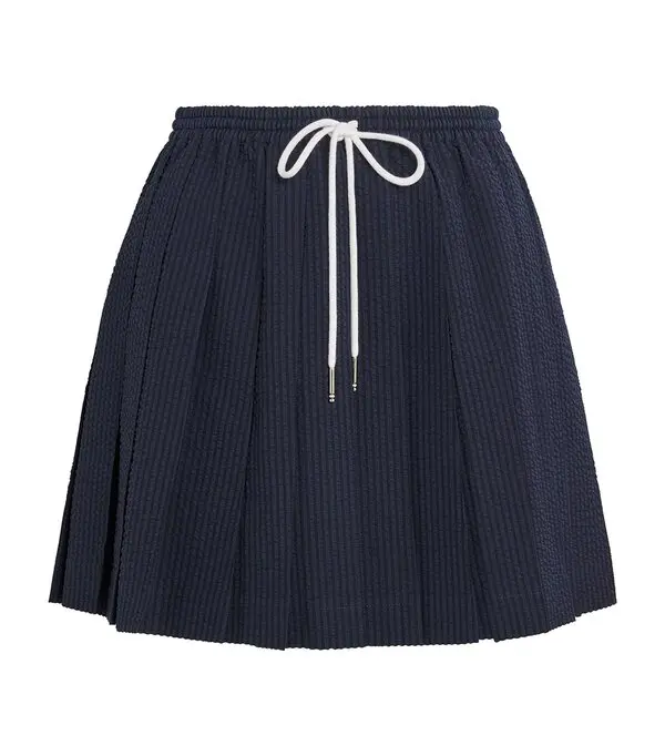 Thom Browne Wool Seersucker Pleated Mini Skirt
