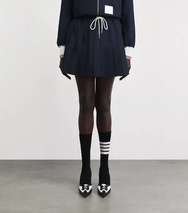 Thom Browne Wool Seersucker Pleated Mini Skirt