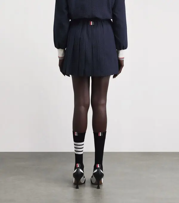 Thom Browne Wool Seersucker Pleated Mini Skirt