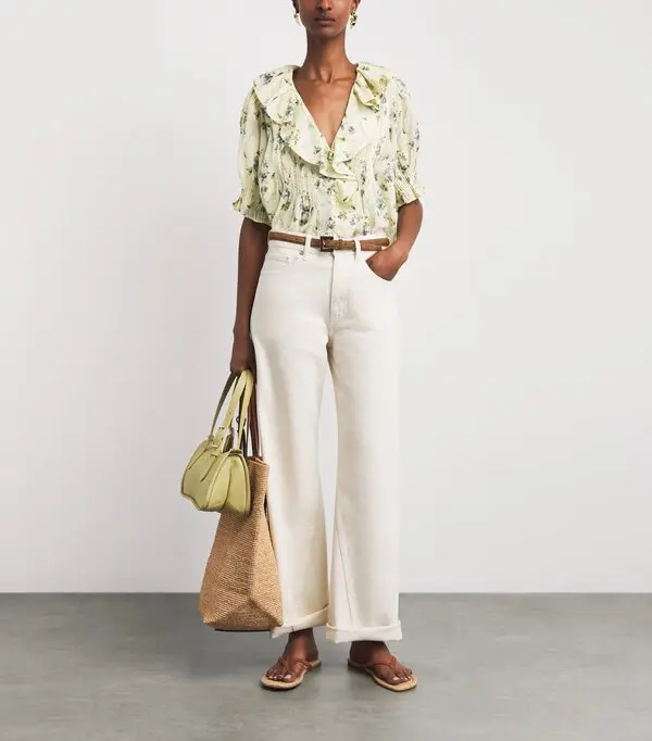 DÔEN Henri Organic Cotton Voile Floral Blouse - Yellow