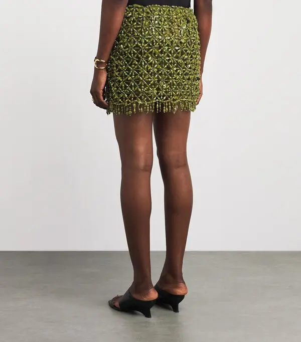Cult Gaia Silk Embellished Idalia Mini Skirt - Green
