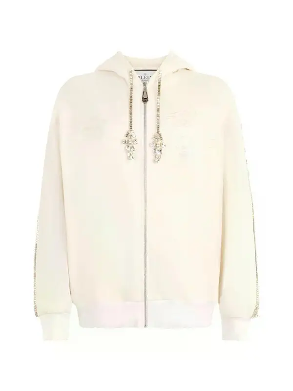 Philipp Plein Embellished Zip-up Hoodie - Neutrals
