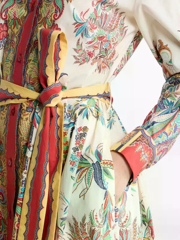 Etro Paisley Print Cotton Maxi Shirt Dress