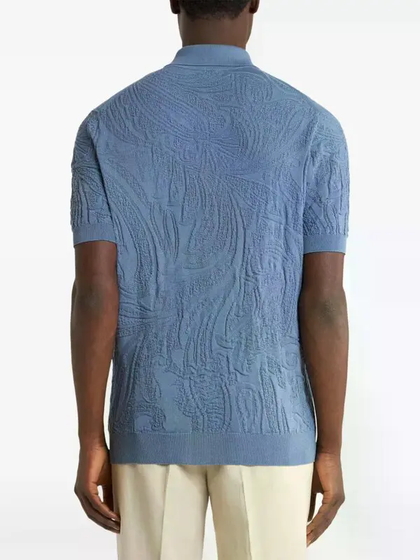 Etro Paisley-motif Knit Cotton Polo Shirt