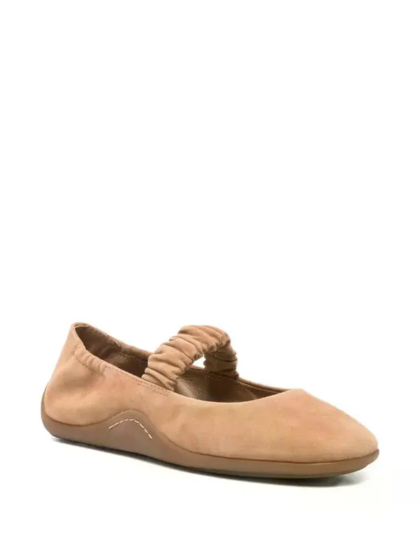Ash Maya Ruched-strap Suede Ballet Flats - Brown