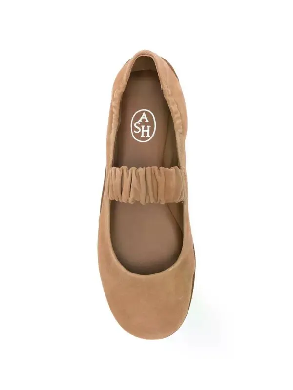 Ash Maya Ruched-strap Suede Ballet Flats - Brown