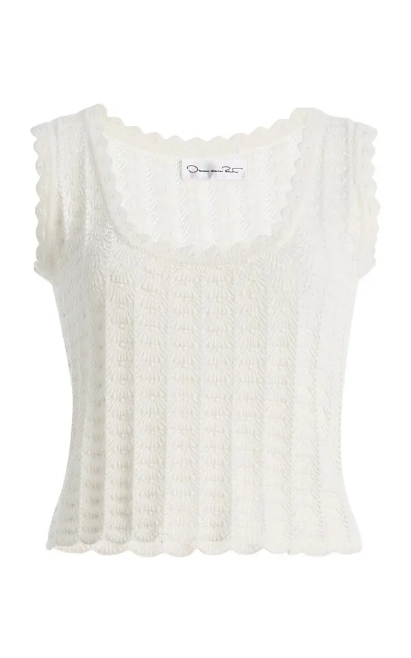 Oscar De La Renta Pointelle-knit Cotton-silk Tank Top - Ivory