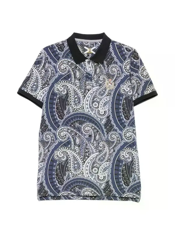 JOHNNY LAMBS Paisley-print Polo Shirt