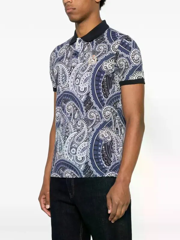 JOHNNY LAMBS Paisley-print Polo Shirt