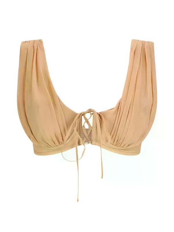 Giuseppe Di Morabito Draped Lace-up Bra - Neutrals