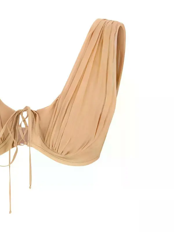 Giuseppe Di Morabito Draped Lace-up Bra - Neutrals