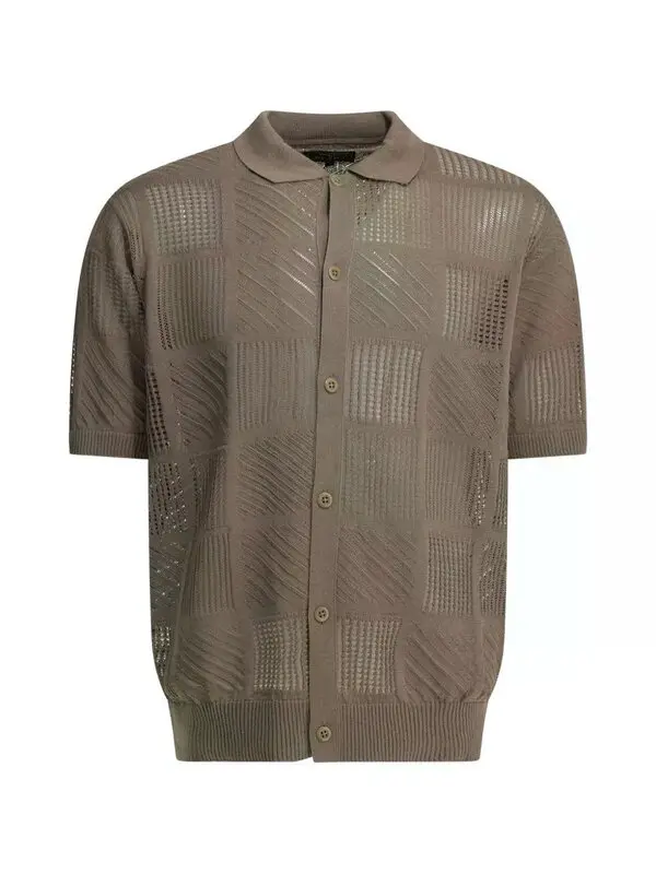 BEAMS Geometric-patterned Button-down Polo Shirt