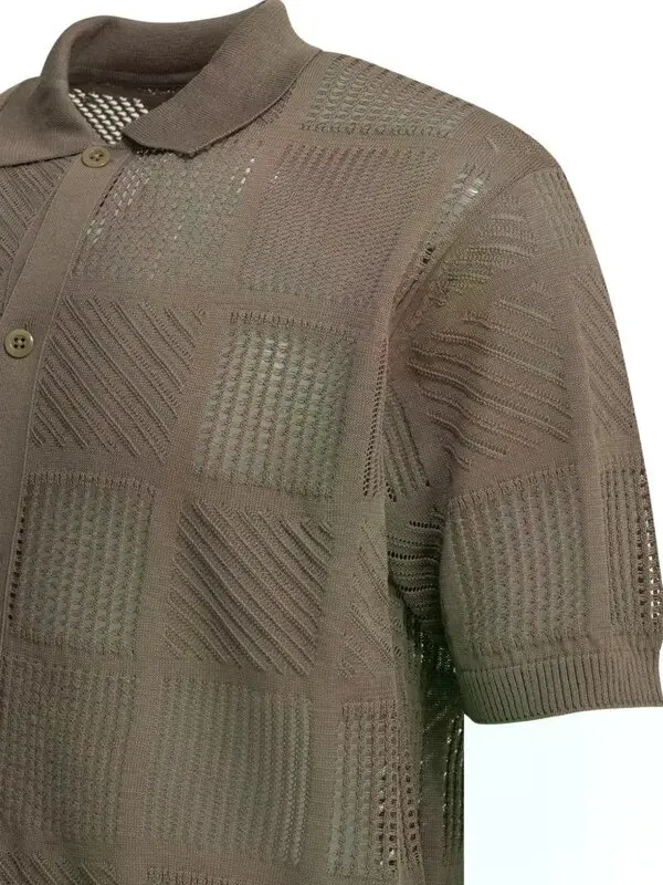 BEAMS Geometric-patterned Button-down Polo Shirt