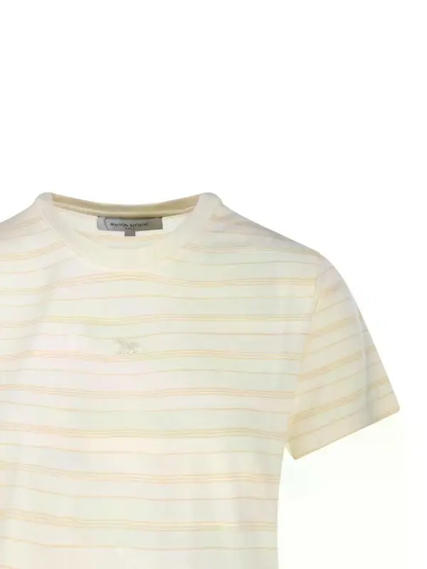 Maison Kitsuné Striped Logo-embroidered T-shirt