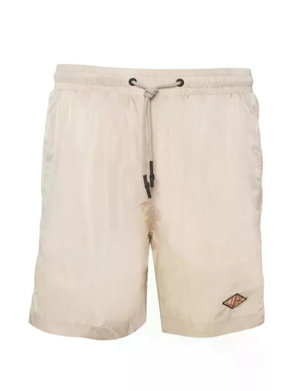 LOW BRAND Logo Patch Drawstring Swim Shorts - Neutrals