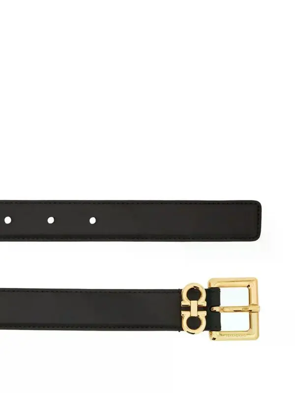 FERRAGAMO Double Gancini Leather Belt