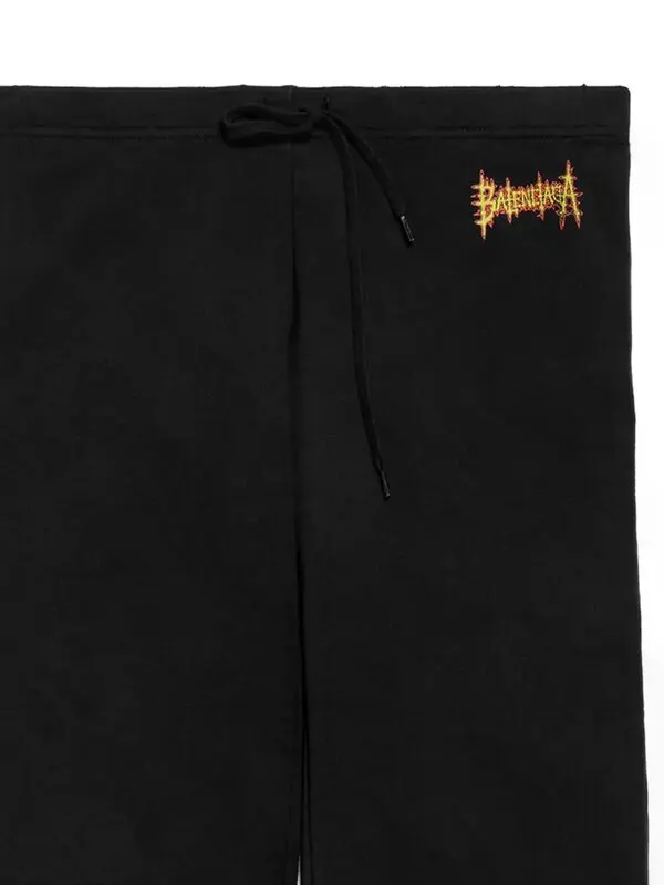Balenciaga Logo Embroidered Drawstring Track Pants - Black