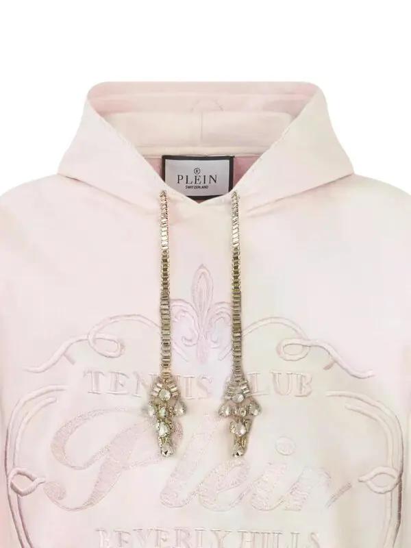Philipp Plein Embellished Logo-embroidered Hoodie - Pink