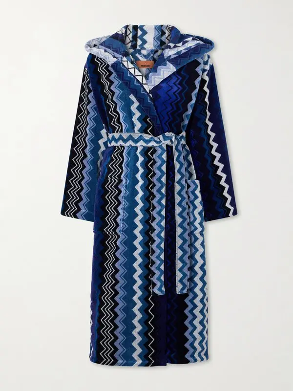 Missoni Giacomo Striped Hooded Belted Cotton-terry Robe - Multi