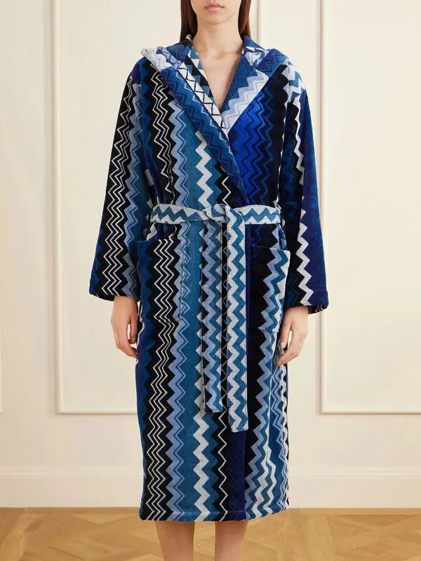 Missoni Giacomo Striped Hooded Belted Cotton-terry Robe - Multi