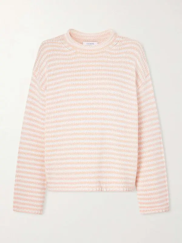 LA LIGNE Striped Cotton Knitted Sweater - Orange