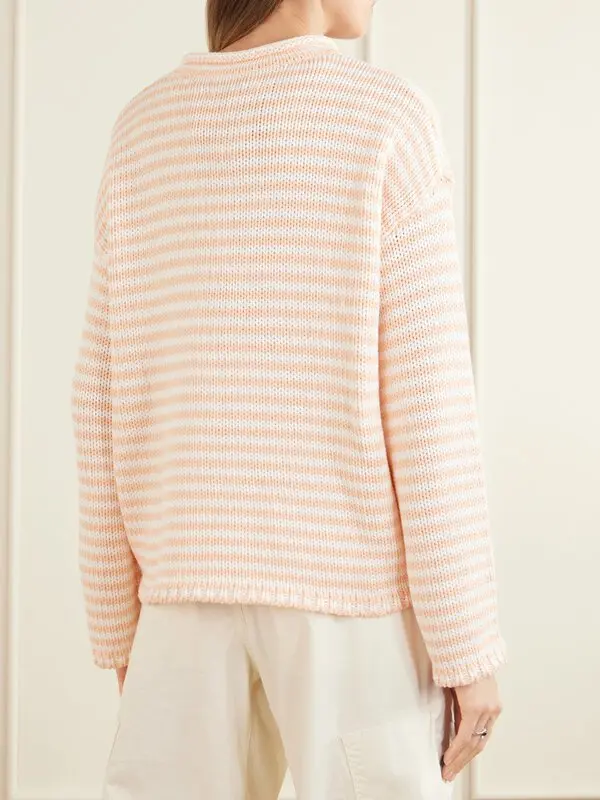 LA LIGNE Striped Cotton Knitted Sweater - Orange