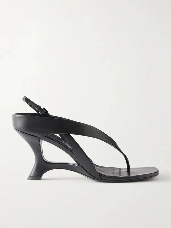 Simkhai Darya Leather Wedge Sandals - Black