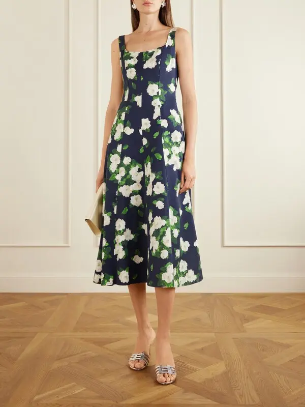 Carolina Herrera Floral-print Faille Midi Dress