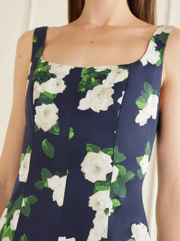 Carolina Herrera Floral-print Faille Midi Dress