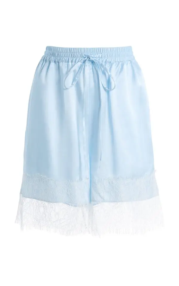 THIRD FORM Silk-blend Shorts With Lace Trim - Blue