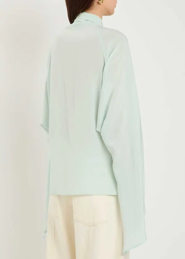 Stella McCartney Tie-effect Silk Shirt - Light Blue
