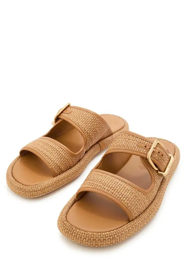 TOD'S Raffia Sandals With Leather Trim