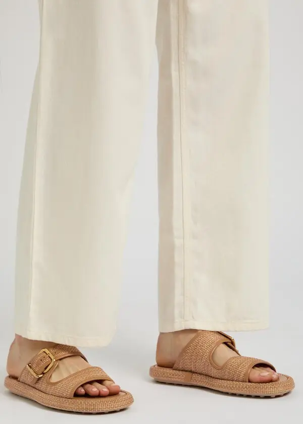TOD'S Raffia Sandals With Leather Trim