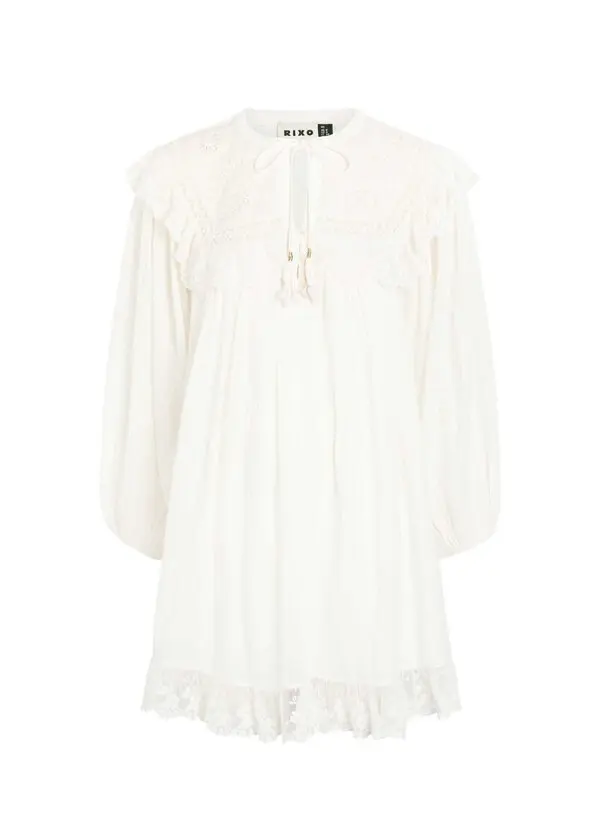 Rixo Inez Embroidered Cotton Mini Dress - Ivory