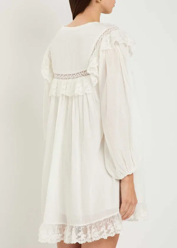 Rixo Inez Embroidered Cotton Mini Dress - Ivory