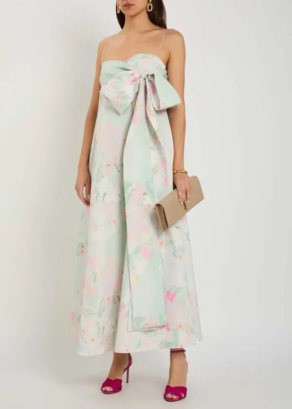 Bernadette Bailey Bow Floral-print Midi Dress