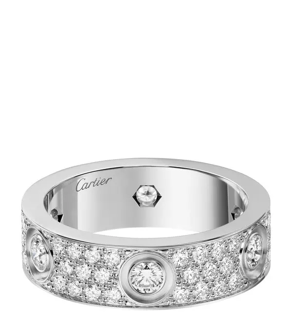 Cartier Yellow Gold And Pavé Diamond Love Ring - White