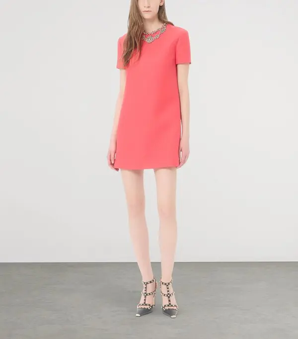 Valentino Garavani Wool-silk Crepe Embellished Mini Dress